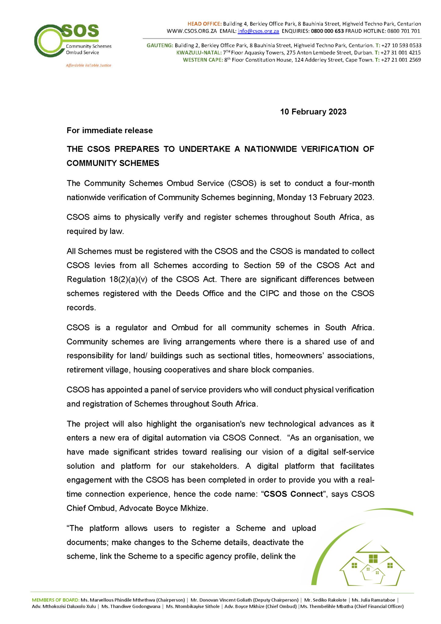 The CSOS Prepares to Undertake a Nationwide Verification of Community ...