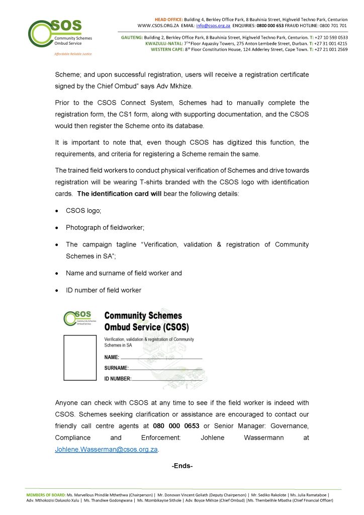 The CSOS Prepares to Undertake a Nationwide Verification of Community ...